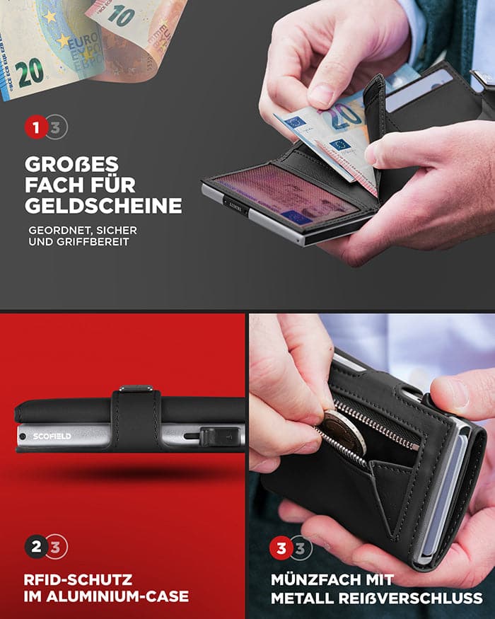 Premium Smart Wallet mit Münzfach & RFID I Platz für 12 Karten ...